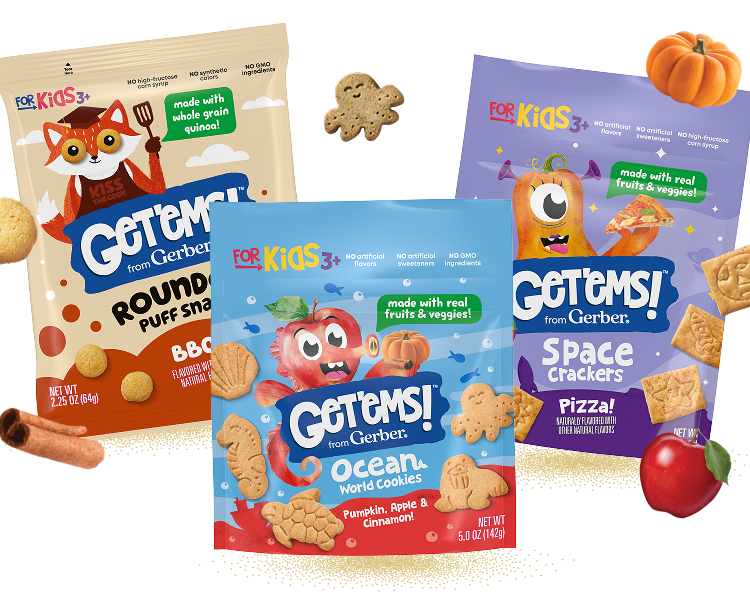 Get'ems! wholesome snacks, for a whole lotta fun, for kids 3+